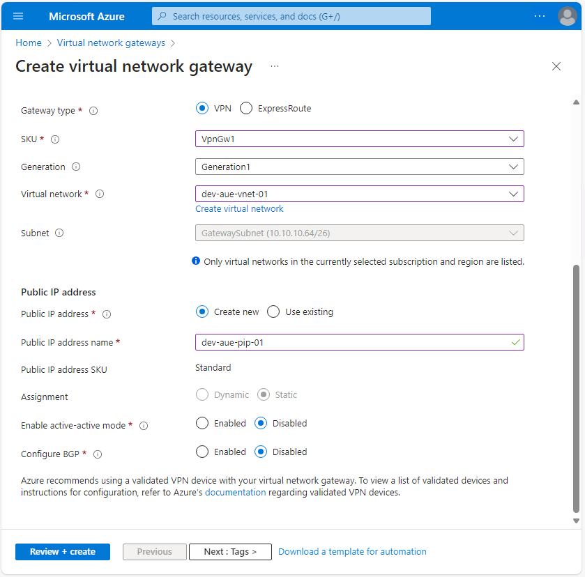 Getting Started with an Azure Site-to-Site VPN